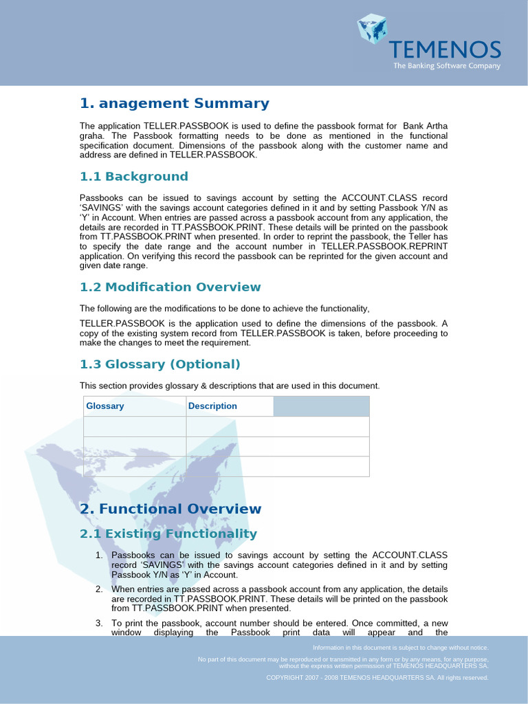 Account TSD 1 Passbook Format v2.0 | PDF