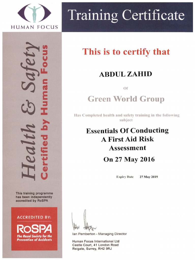 Conducting A First Aid Risk Assessment | PDF