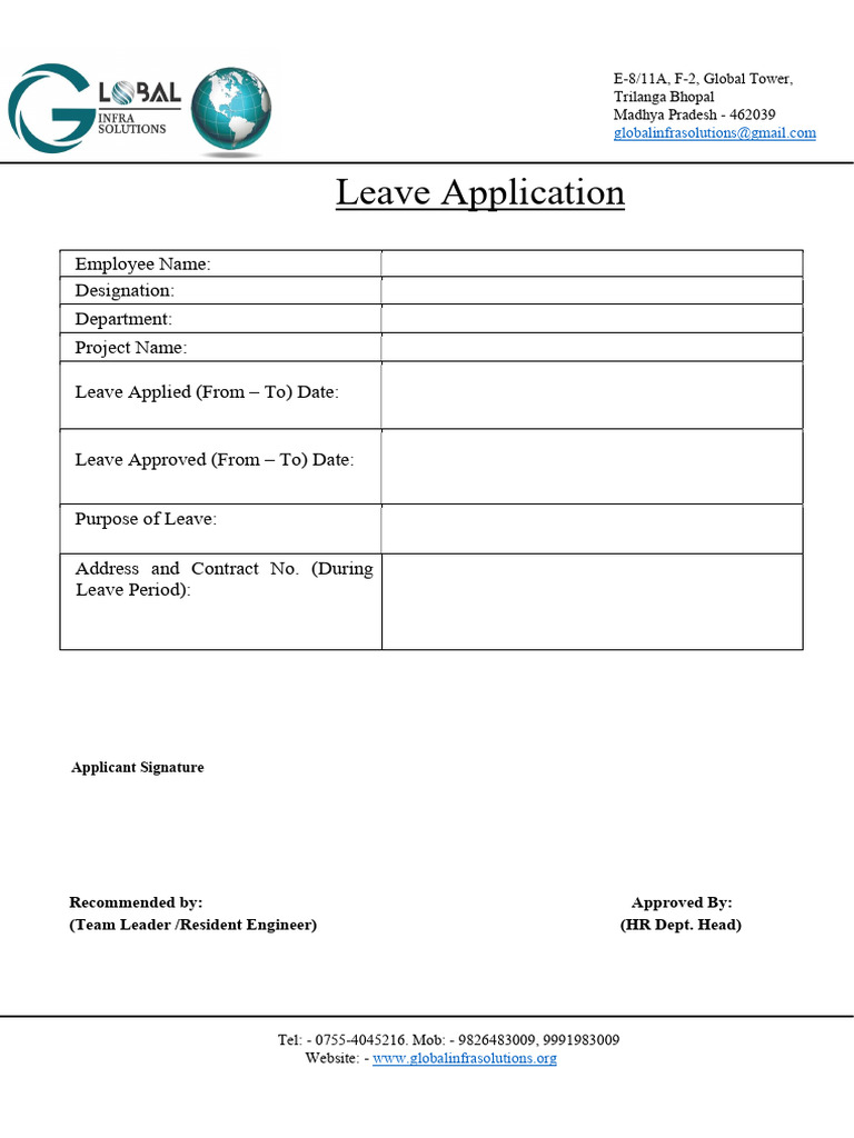 Leave Application | PDF