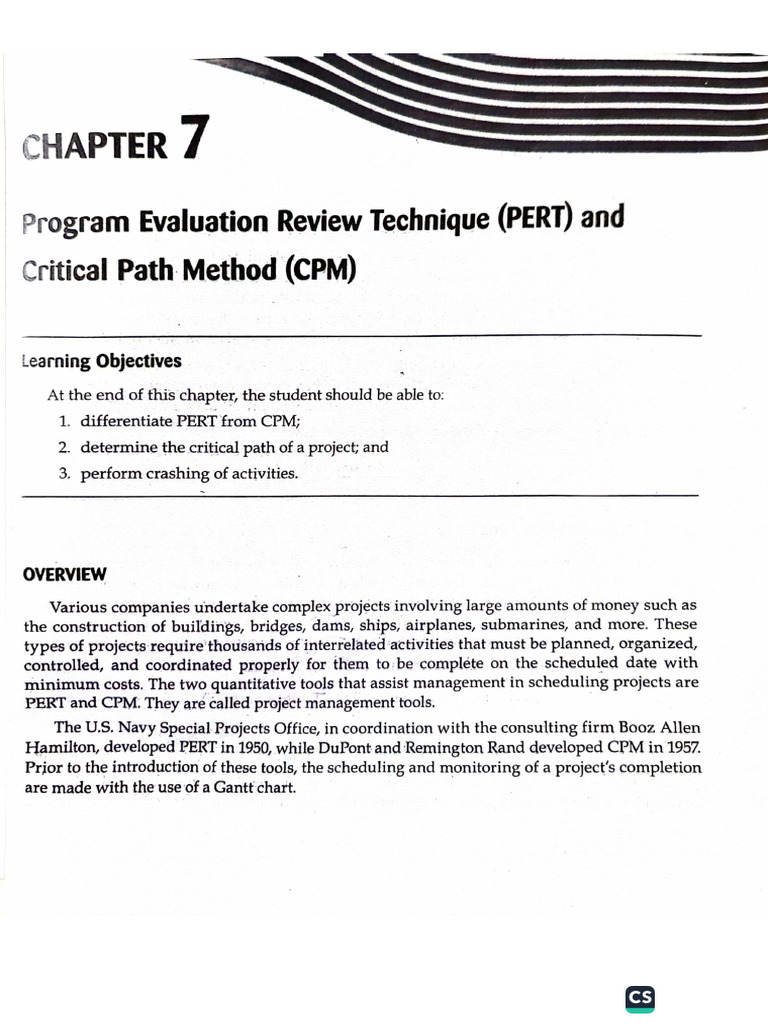 Chapter 7 Pert CPM | PDF