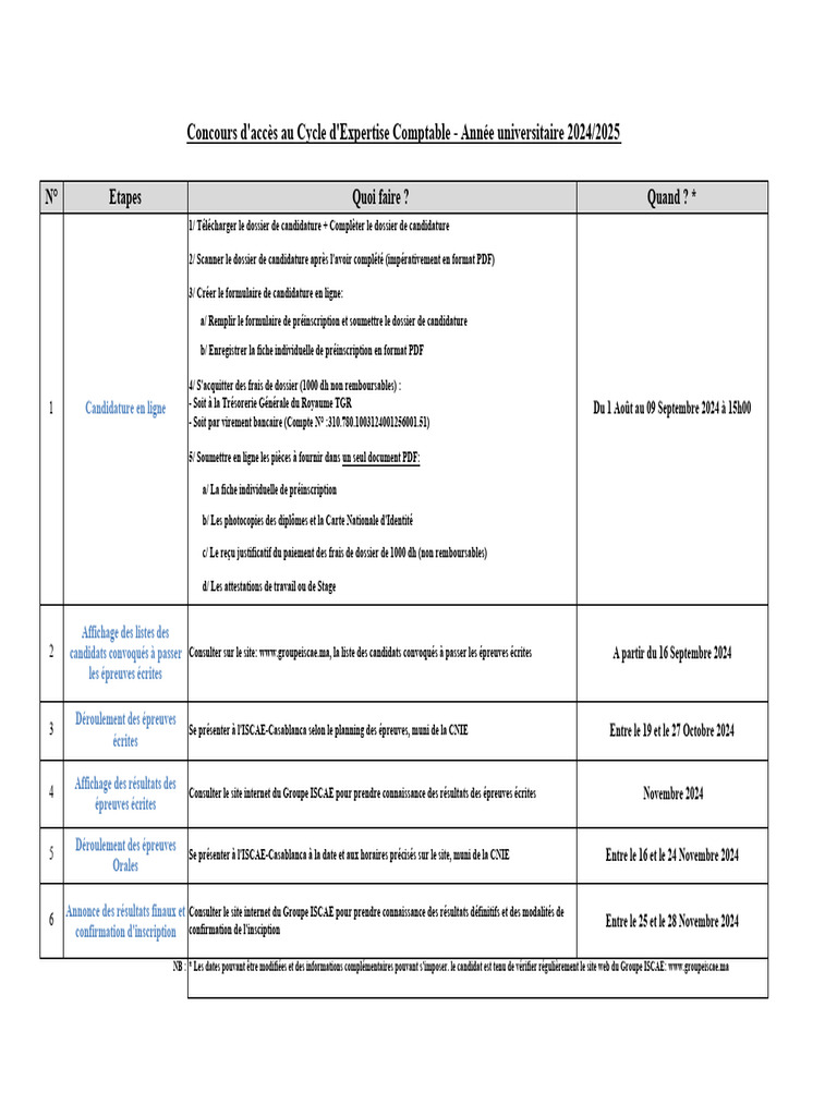 Concours Expertise Comptable ISCAE 2025 | PDF | Finance et gestion ...