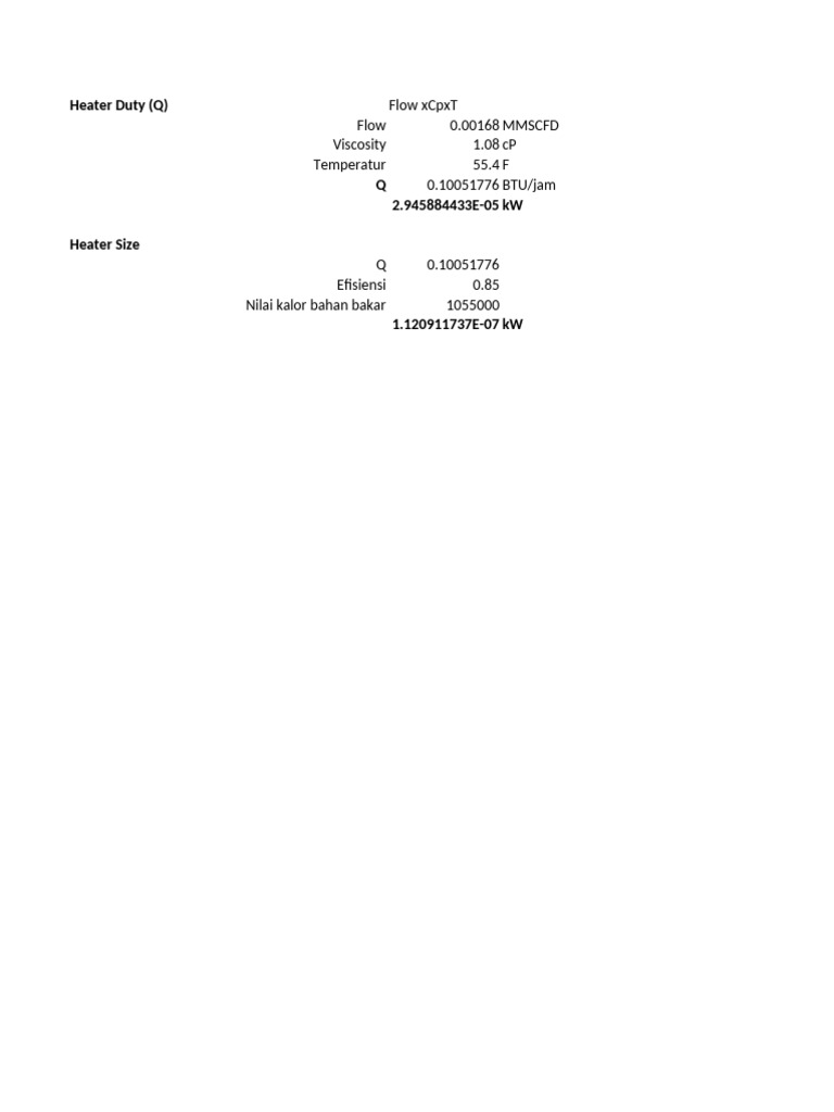 Heater Size Calculation Template | PDF