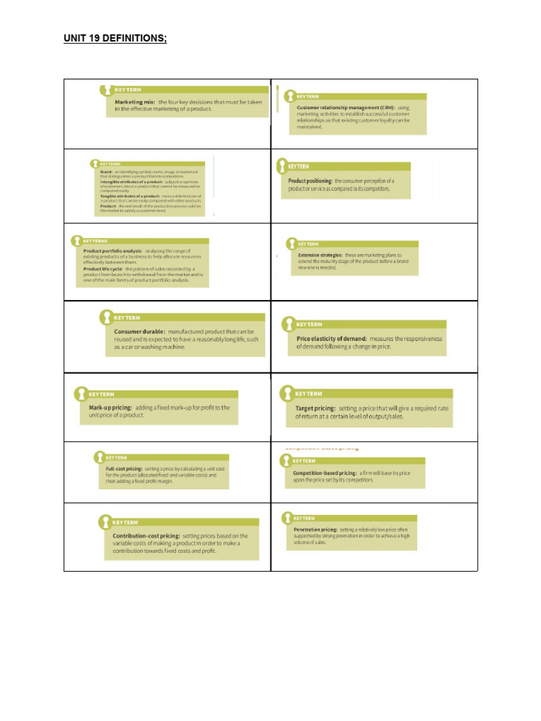 Business Unit 19 Definitions | PDF