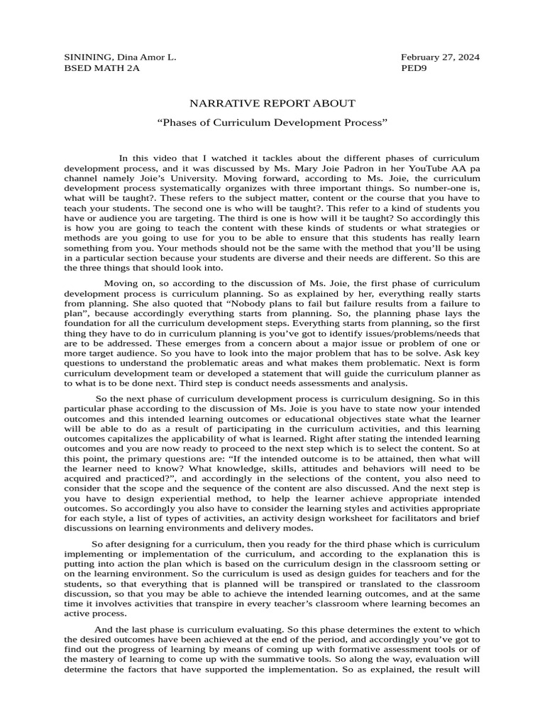 Phases of The Curriculum | PDF | Curriculum | Learning