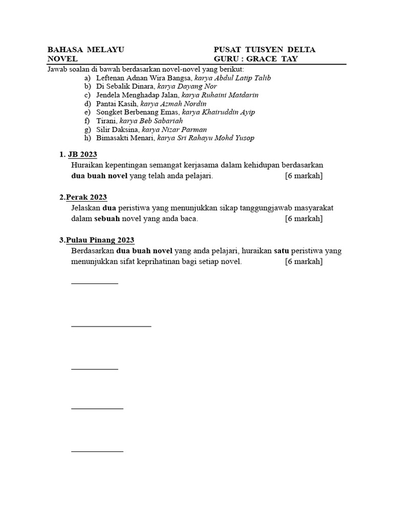 Latihan Novel Tirani | PDF