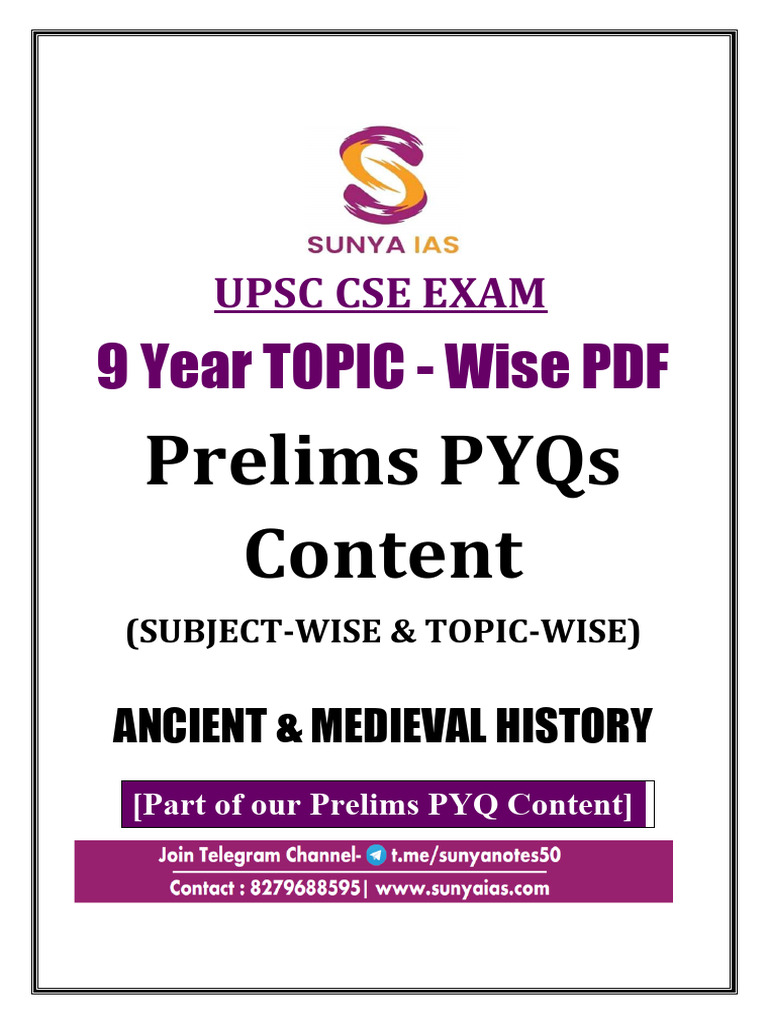 Ancient & Medieval Topicwise PYQ Solution | PDF