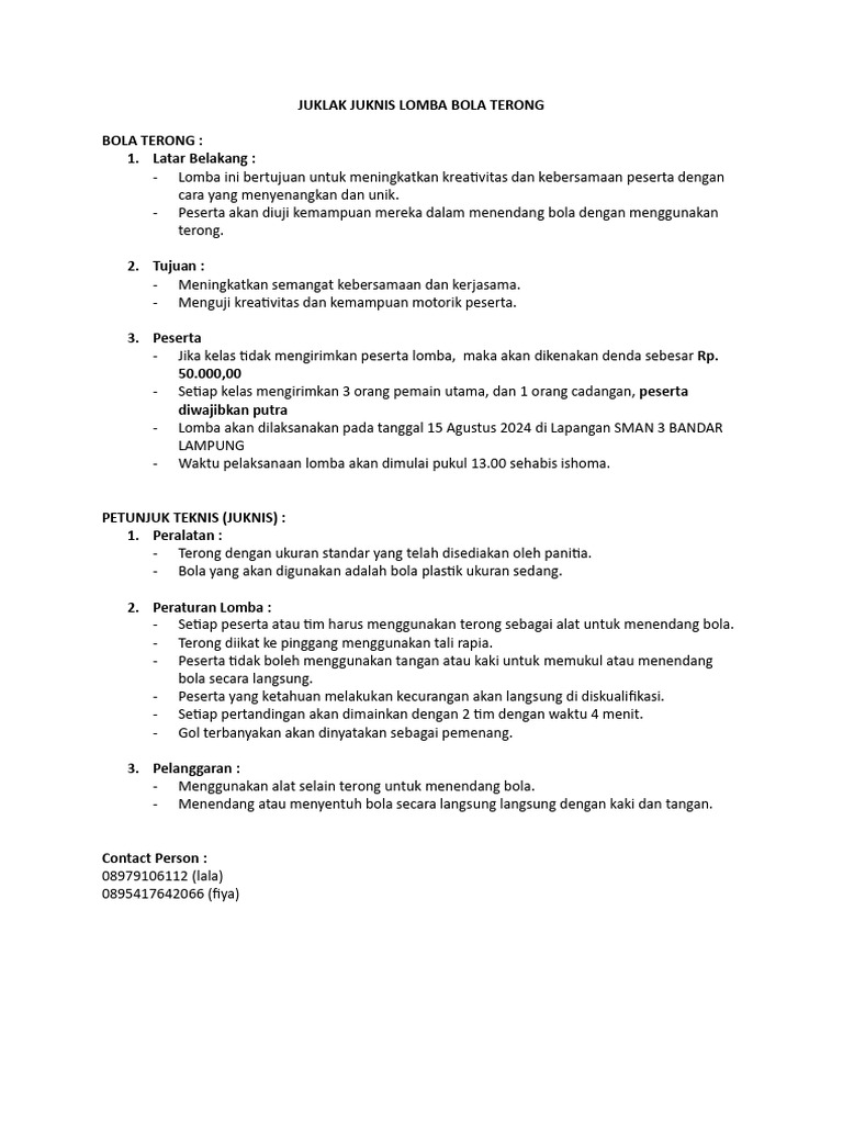 Juklak Juknis Lomba Bola Terong-1 | PDF
