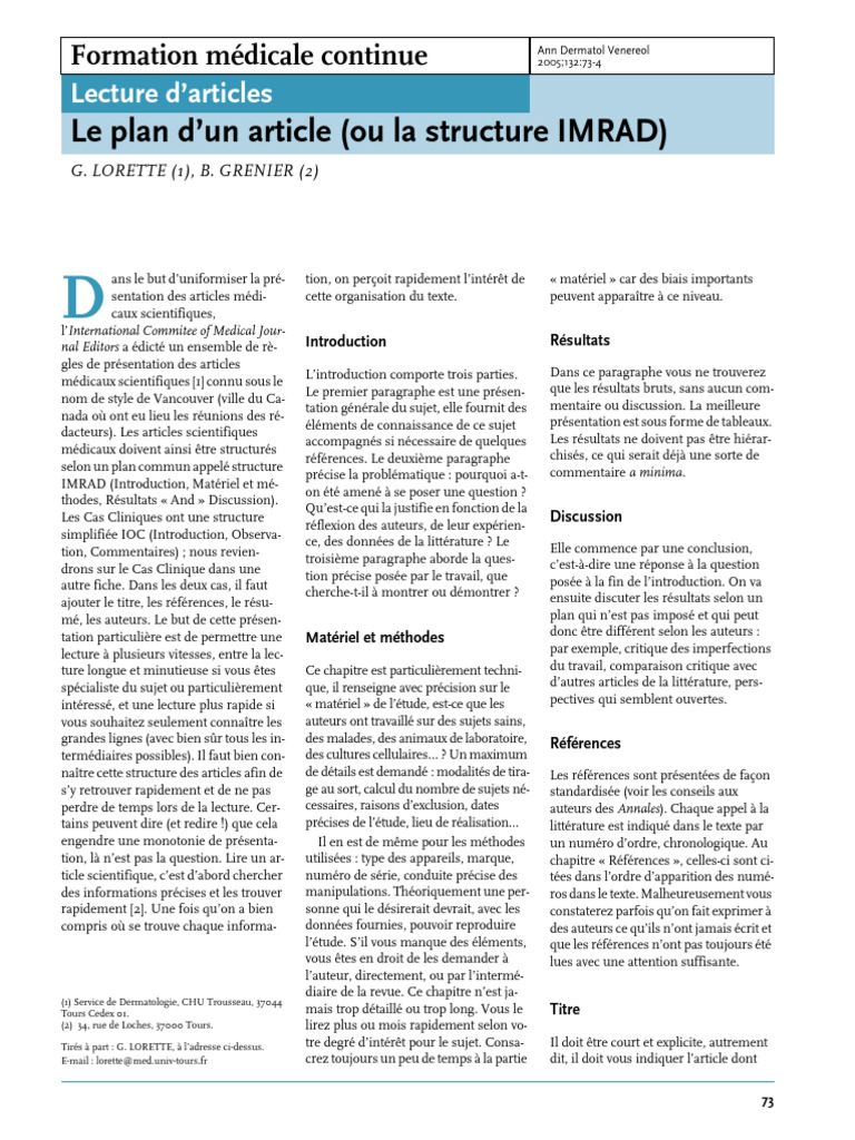 Le Plan D'un Article (IMRAD) | PDF