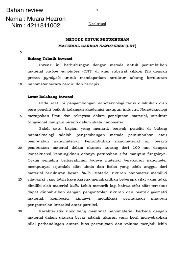Contoh Draft Paten 2 | PDF | Carbon Nanotube | Carbon