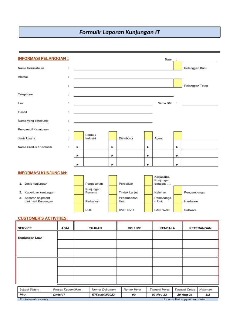 Form Kunjungan | PDF