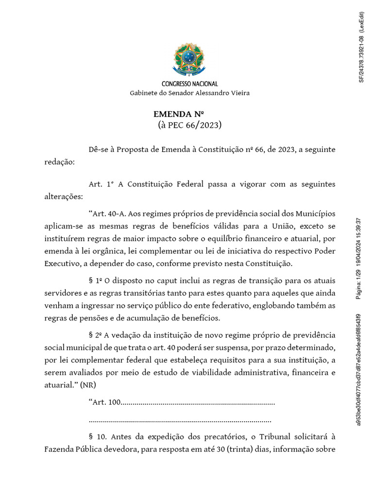 PEC 66.emenda CNM | PDF