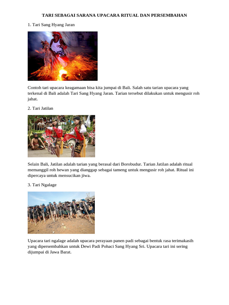 Tari Sebagai Sarana Upacara Ritual Dan Persembahan | PDF