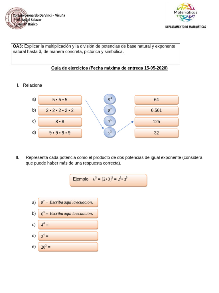 OA3 Guia de Trabajo de Potencias | PDF