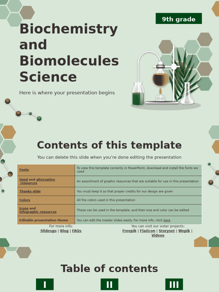 Biochemistry and Biomolecules - Science - 9th Grade by Slidesgo | PDF