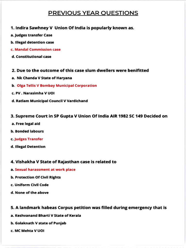 AIBE-Important Case Laws | PDF