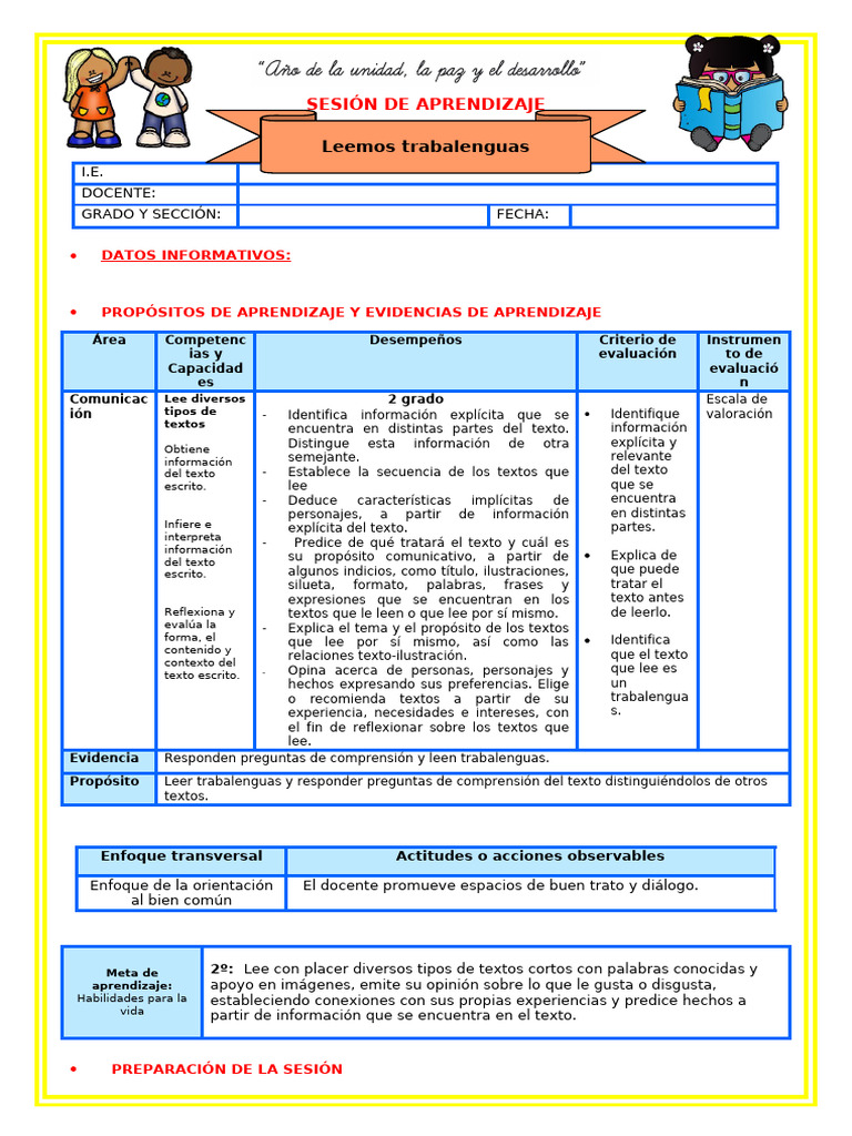 2º E3 s4 Sesion d1 Com Leemos Trabalenguas | PDF 2º E3 s4 Sesion d1 Com Leemos Trabalenguas | PDF