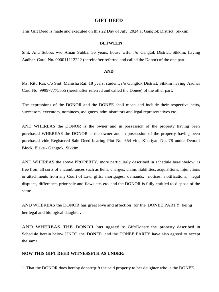 Gift Deed | PDF