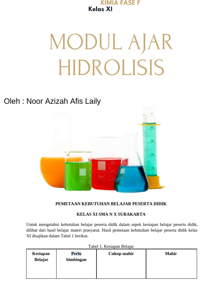 Modul Ajar Hidrolisis | PDF