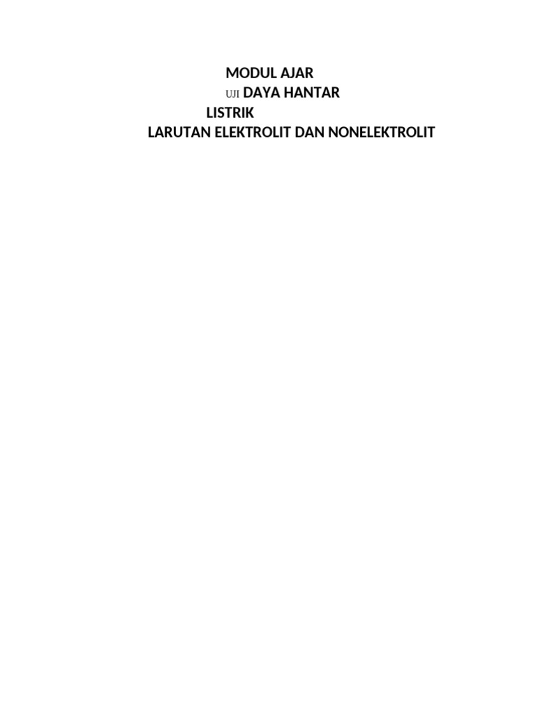 Modul Ajar Larutan Elektrolit Non Elektrolit | PDF