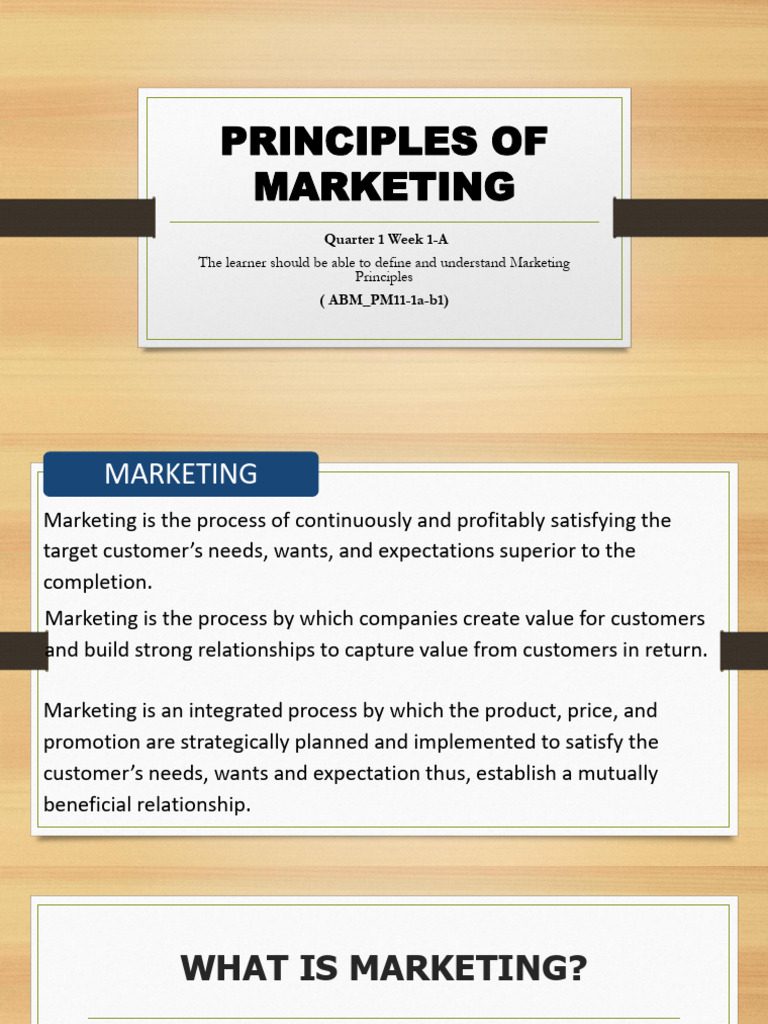 Principles of Marketing W1 | PDF