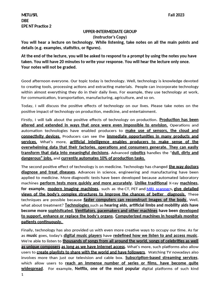 EPE NTP 2 INS (The Effects of Technology) | PDF