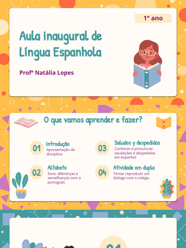 Aula 1° Ano - Saludos, Alfabeto | PDF