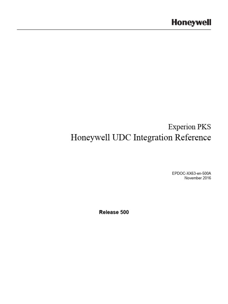 Honeywell UDC Integration Reference EPDOC-XX63-en-500 | PDF