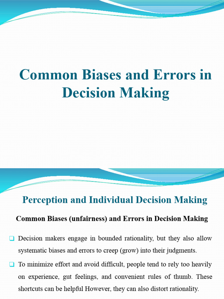Common Biases and Errors in Decision Making | PDF Common Biases and Errors in Decision Making | PDF
