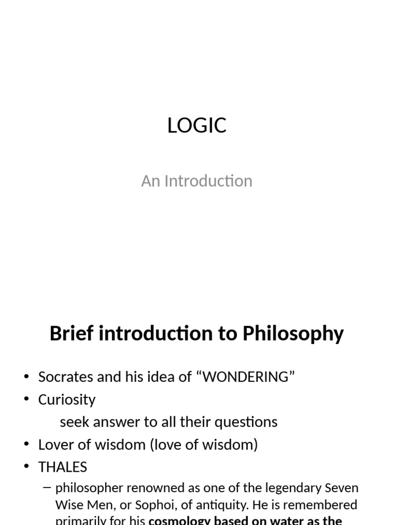 Introduction To Philosophy and Logic l1 | PDF