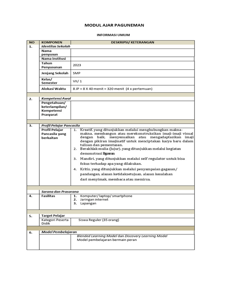 Modul Ajar Paguneman | PDF | Karier & Perkembangan
