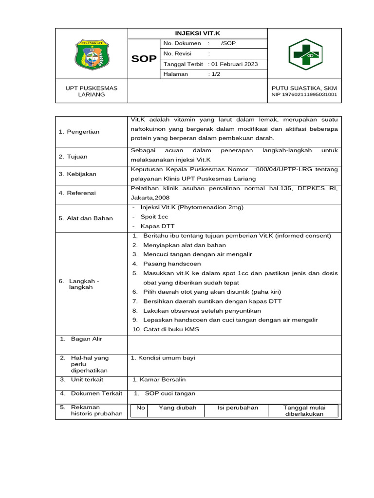 Injeksi Vit.k | PDF