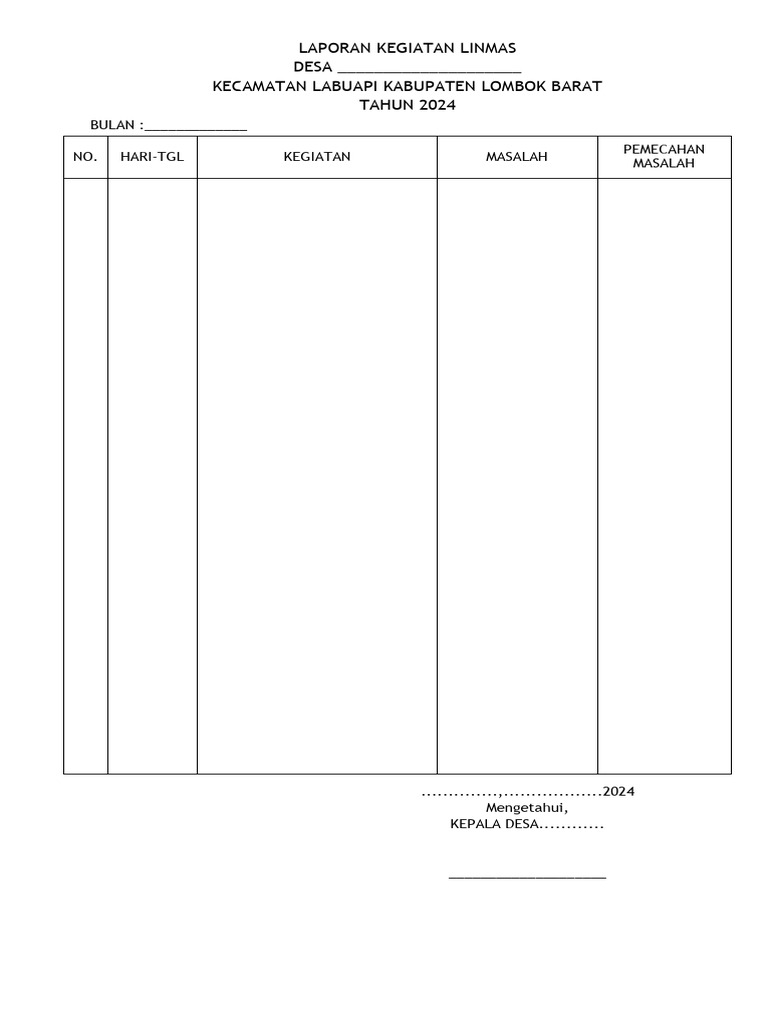 Laporan Kegiatan Linmas | PDF