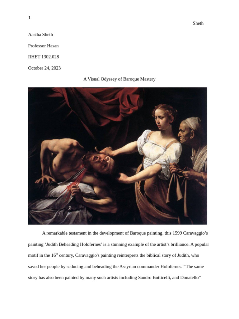 Visual Analysis of Judith Beheading Holofernes | PDF