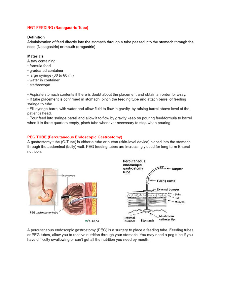 1 NGT, Peg, Colostomy Care, CBG | PDF