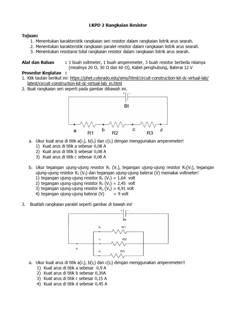 LKPD 2 (Rangkaian Resistor) | PDF