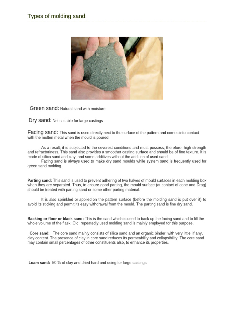 Types of molding sand | PDF