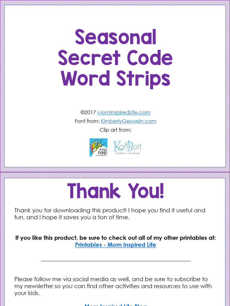 Secret Code Seasonal Words | PDF
