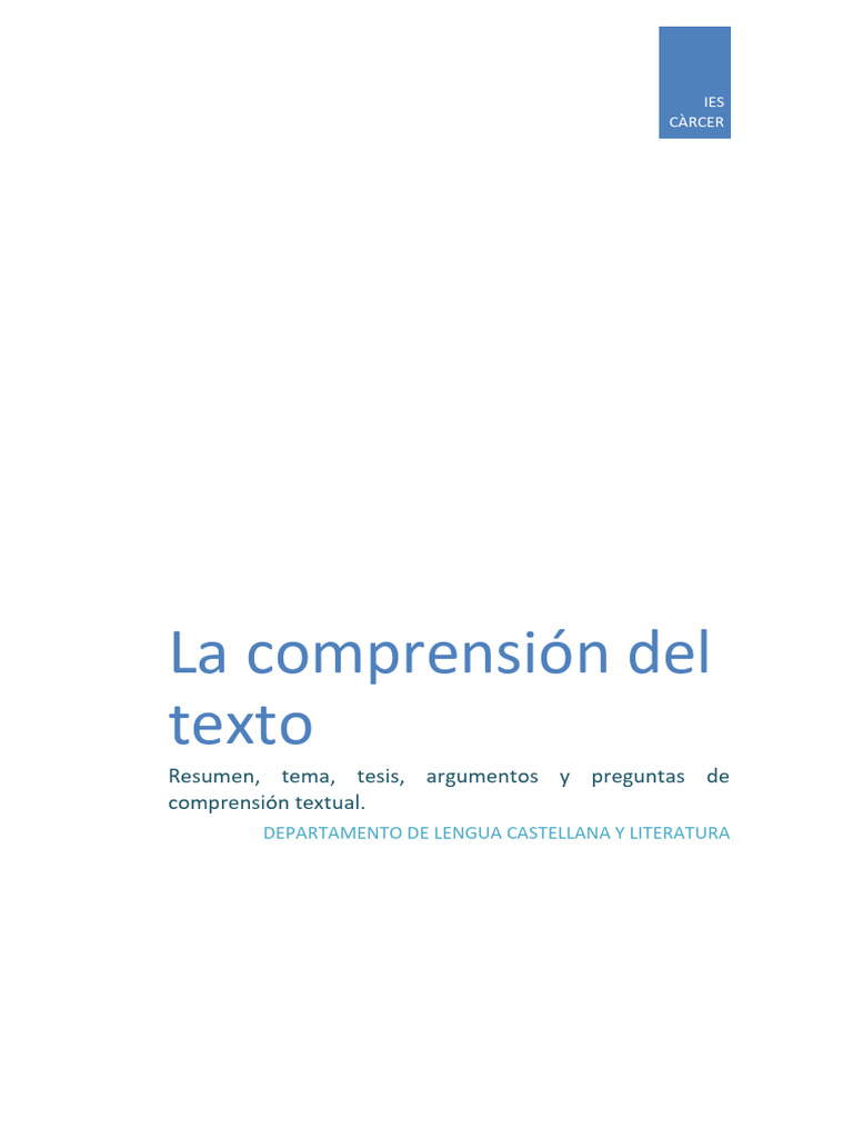 Tema 1. La Comprensión Del Texto | PDF