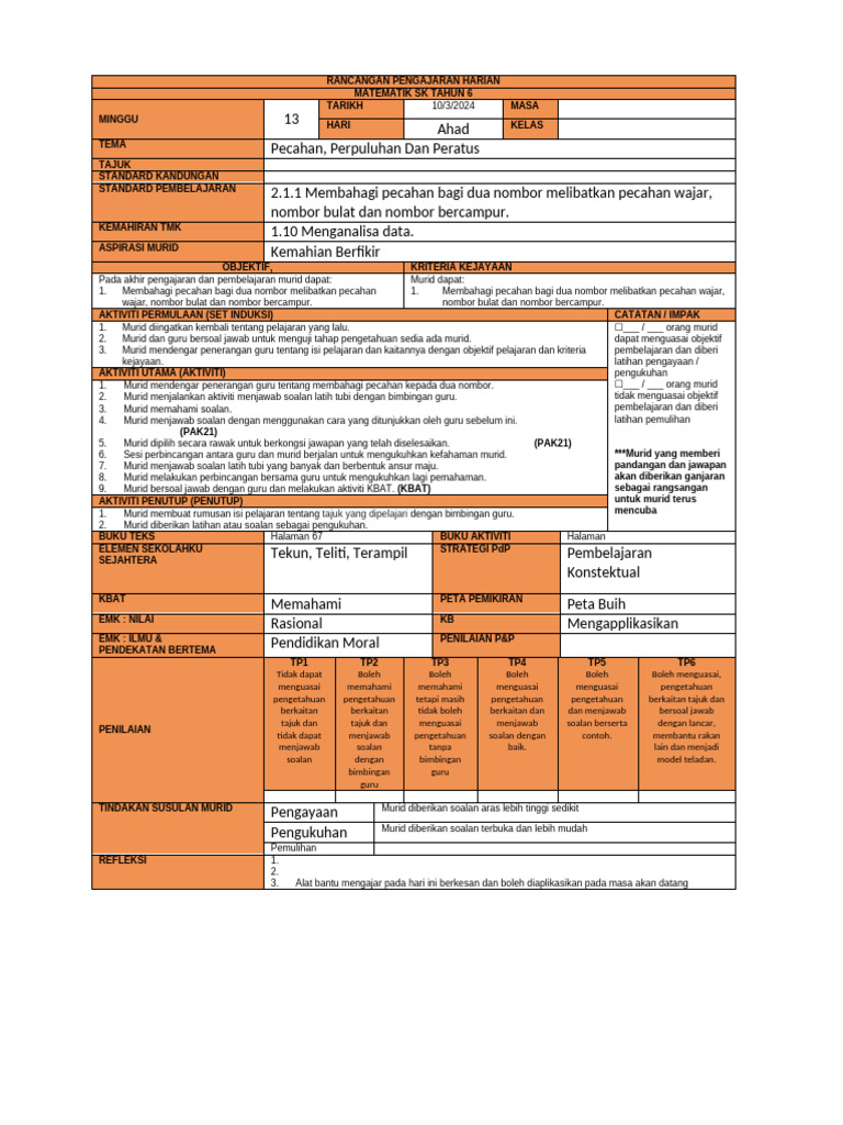 m13 Rph Matematik Thn 6 2024-2025 by Cikgu Gorgeous | PDF