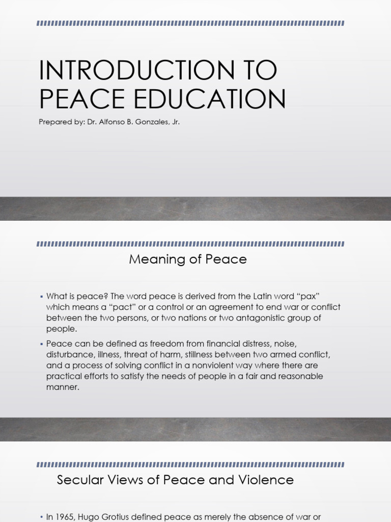 Introduction To Peace Education | PDF