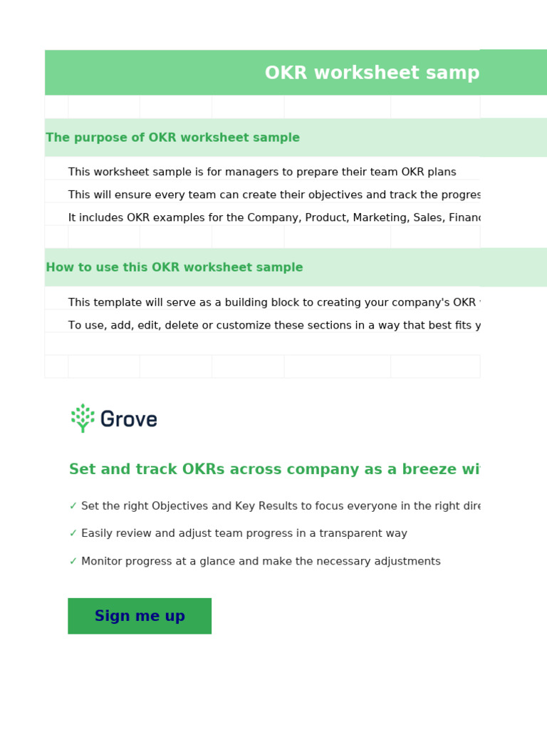 OKR Worksheet Sample | PDF
