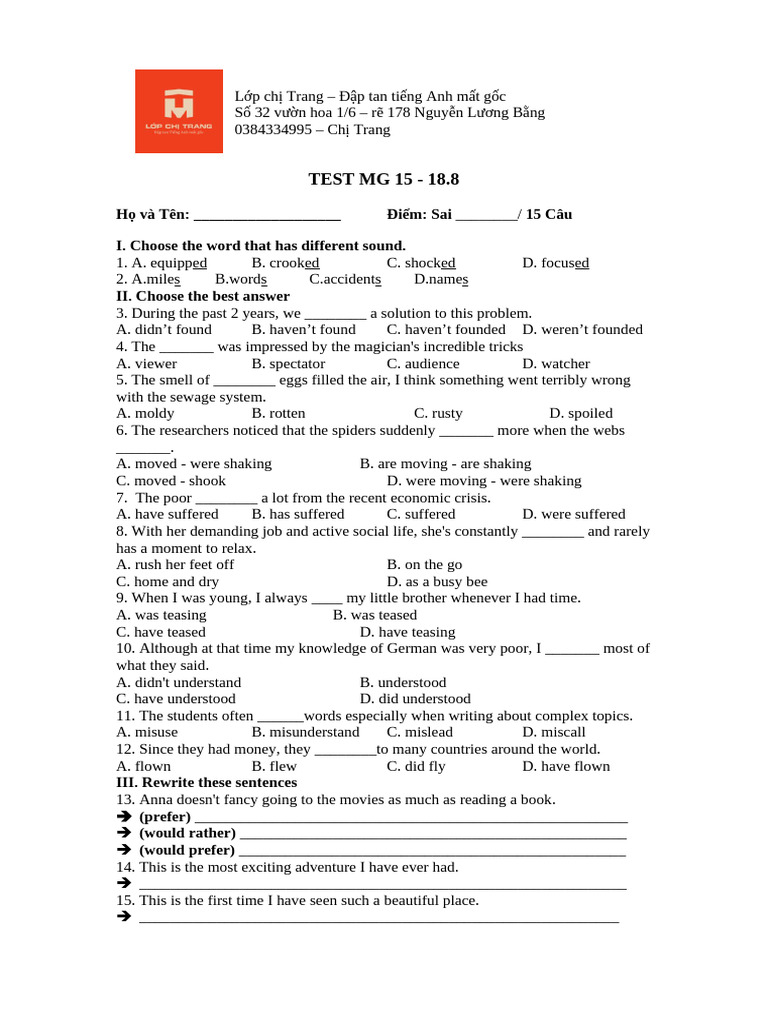 Test MG 15 - 18.8 | PDF