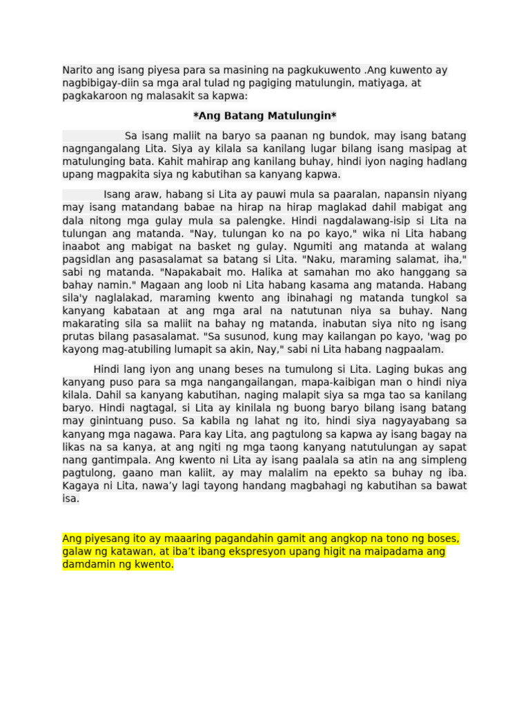 Ang Batang Matulungin | PDF