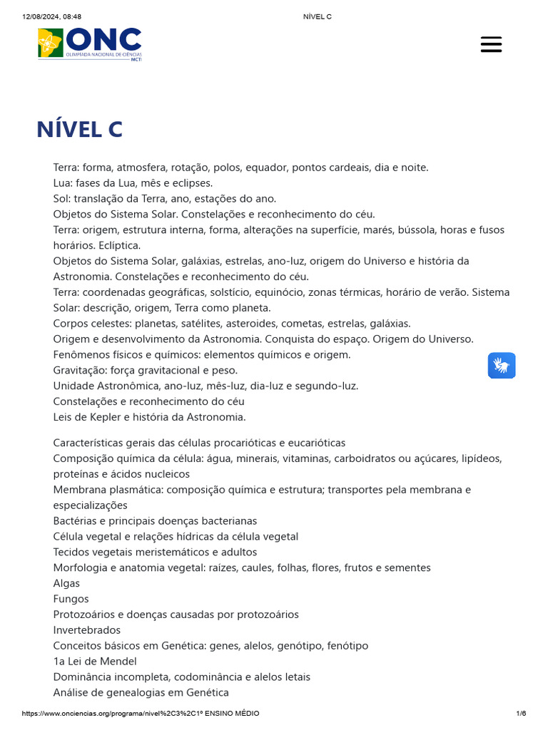 ONC - 1a Série | PDF