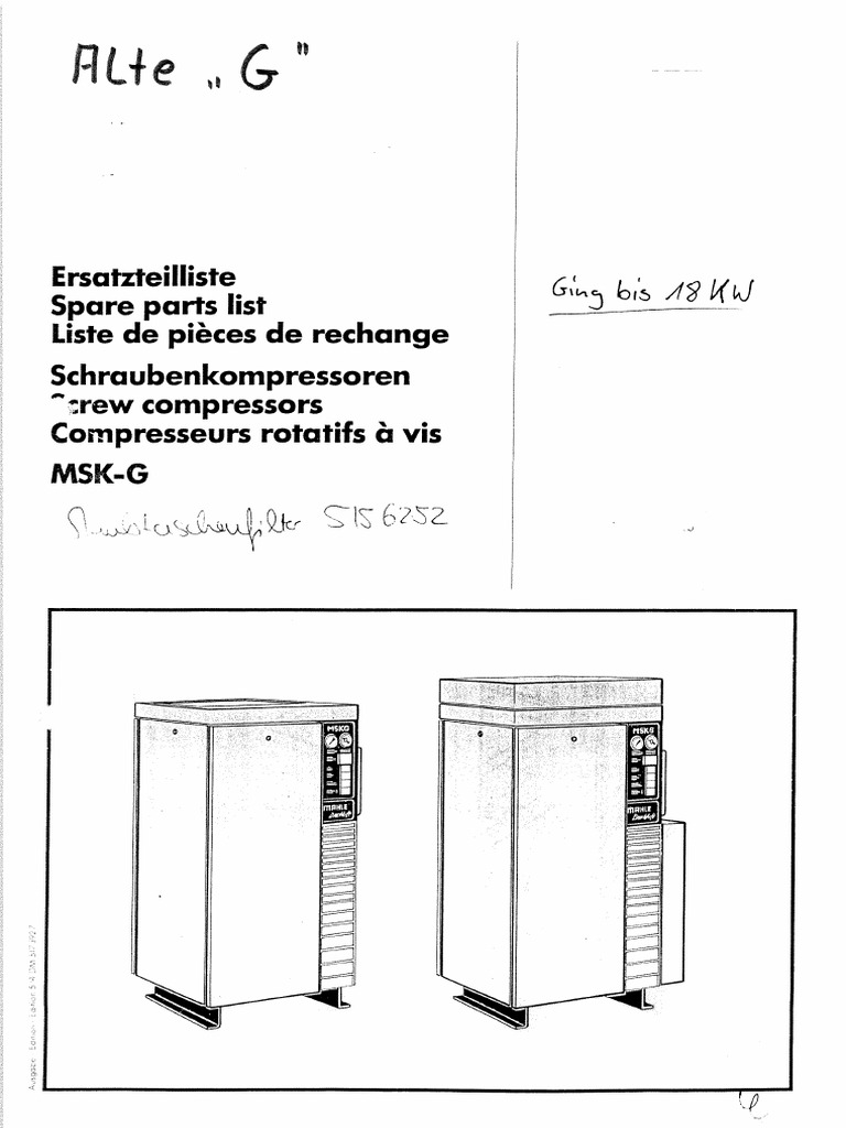 Manual Piese PT MSK-G 7,5 - 15 KW | PDF