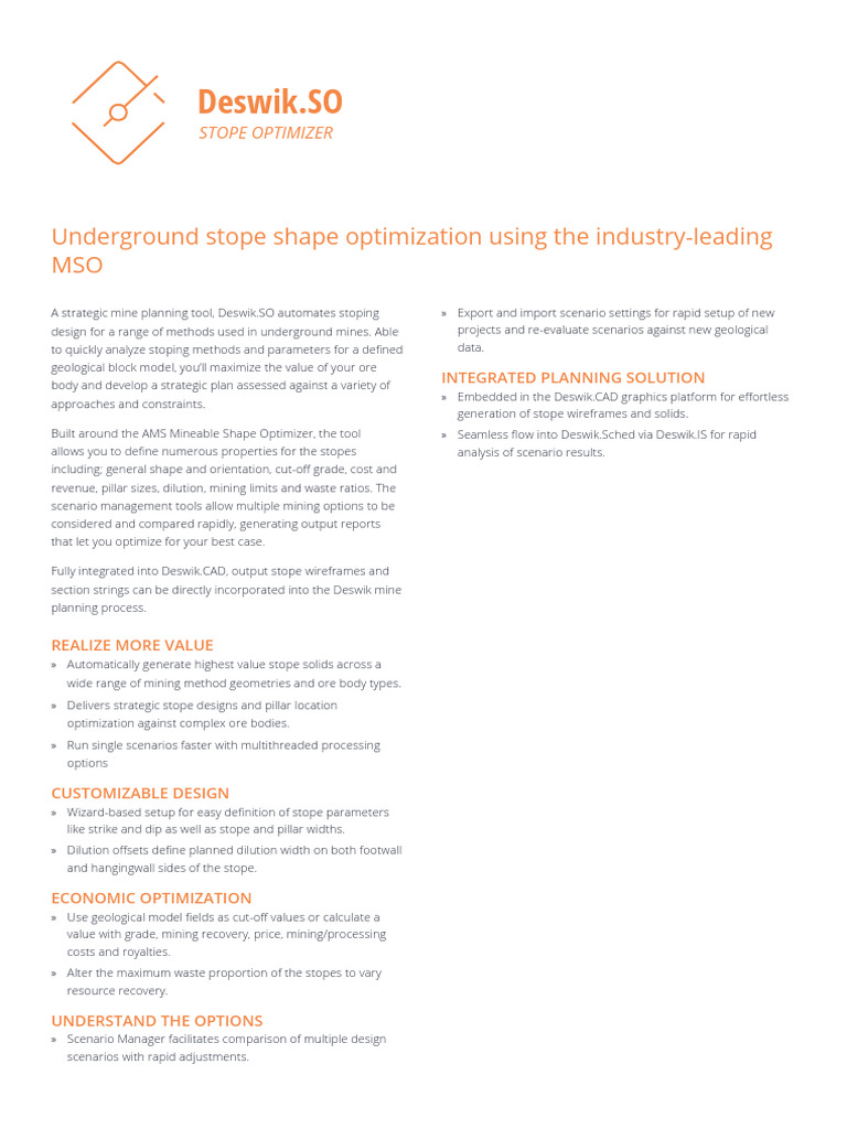 Deswik - SO Module Summary | PDF