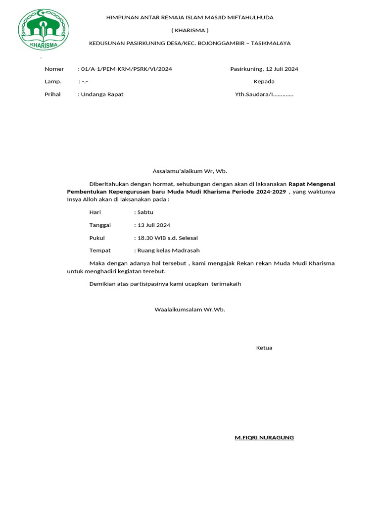 Surat Undangan Muda Mudi | PDF