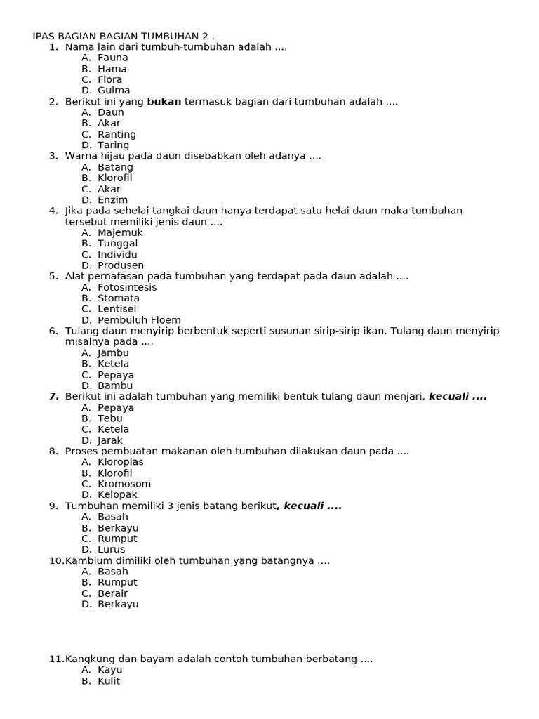 Ipas Bagian Bagian Tumbuhan 2 | PDF