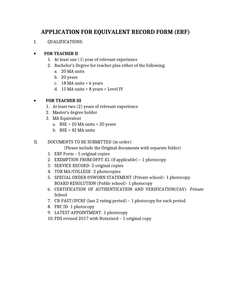 Application For Equivalent Record Form | PDF