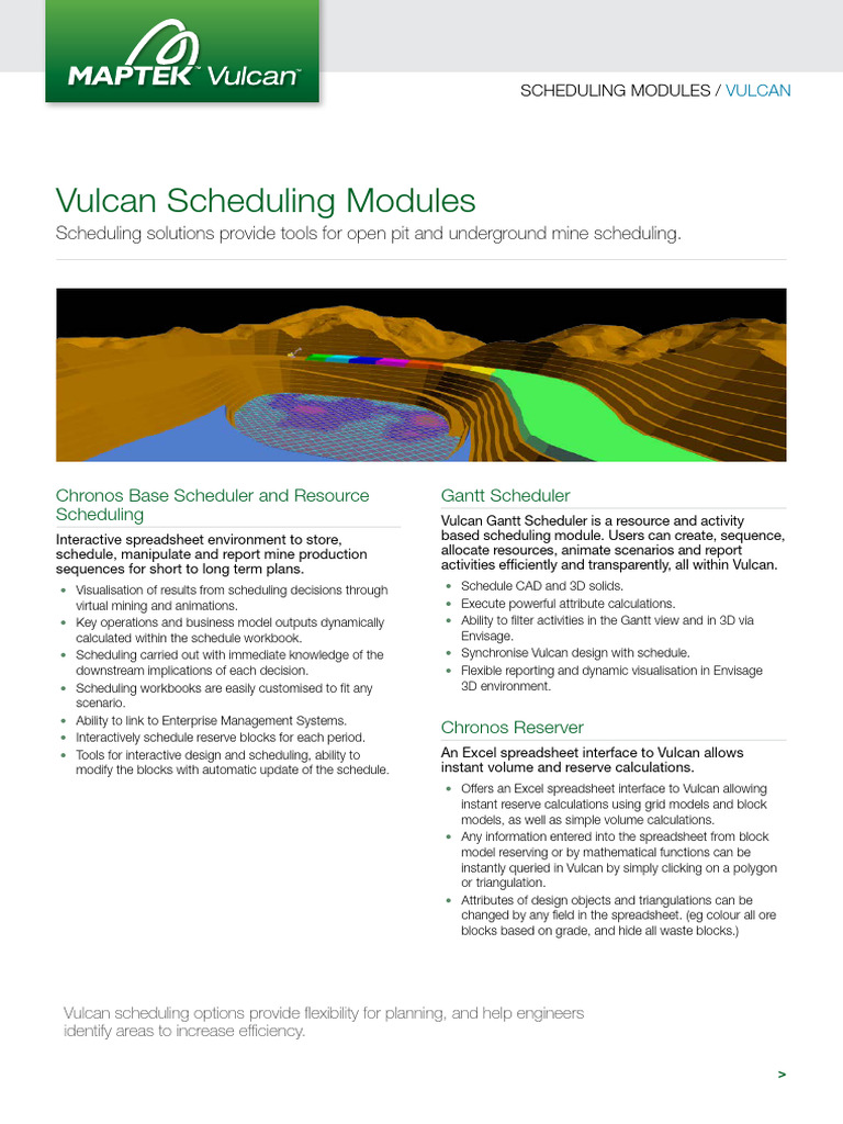 Maptek Vulcan Module Overview Scheduling | PDF